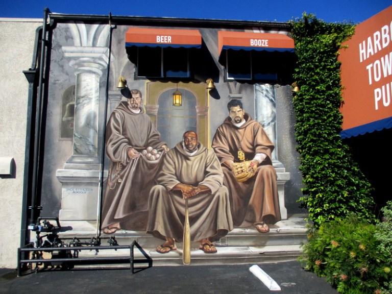 Padres mural behind Point Loma bar! – Cool San Diego Sights!